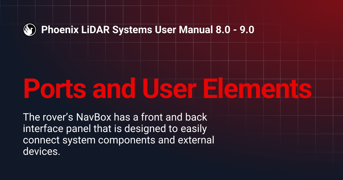 Ports and User Elements | Phoenix LiDAR Systems User Manual