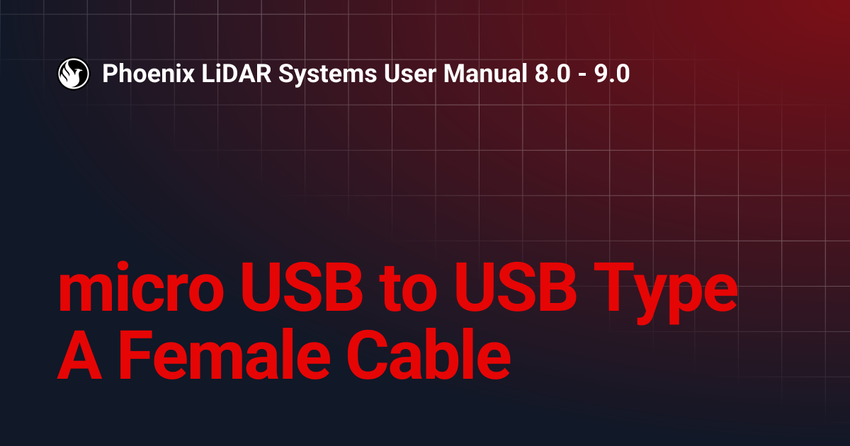 micro USB to USB Type A Female Cable | Phoenix LiDAR Systems User ...