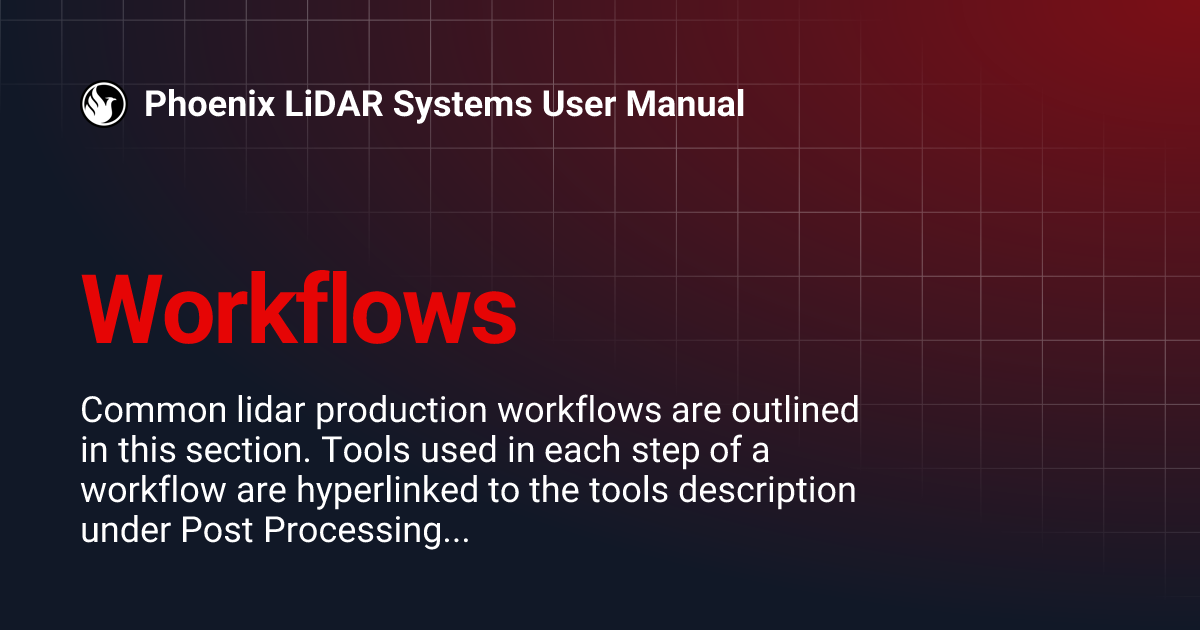 Workflows | Phoenix LiDAR Systems User Manual