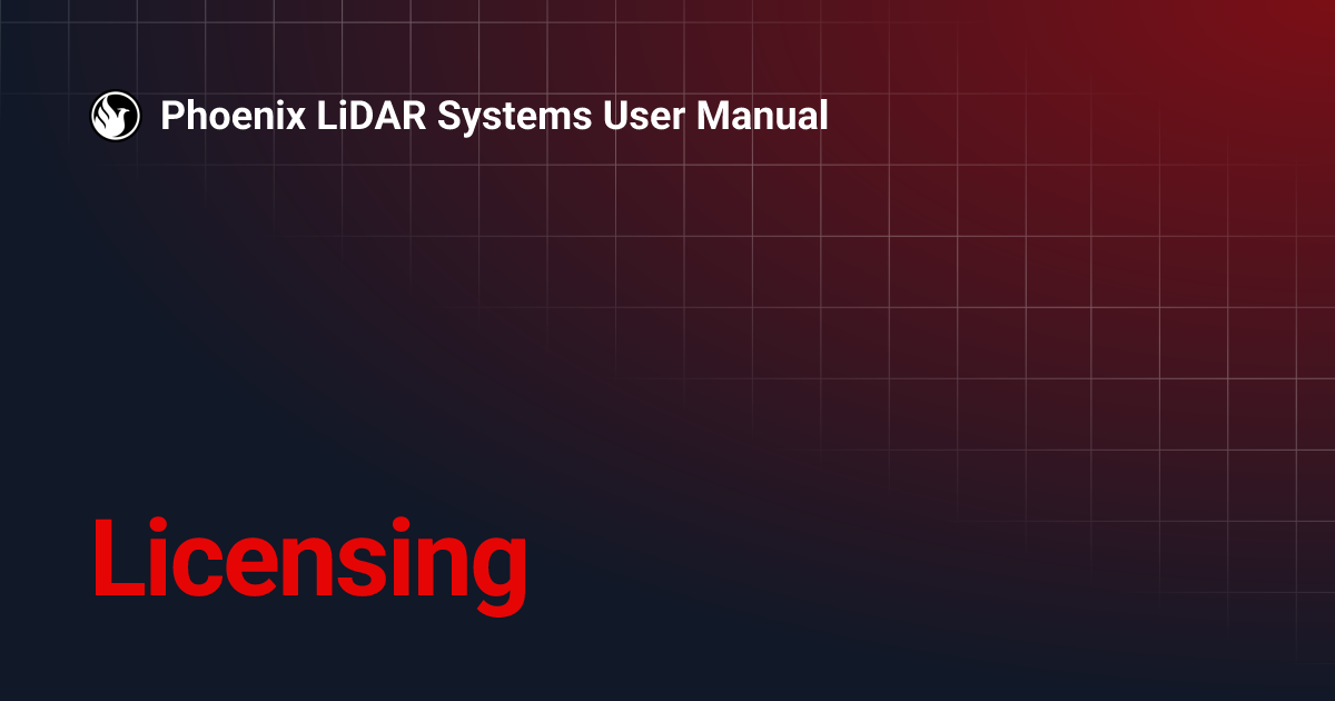 Licensing | Phoenix LiDAR Systems User Manual