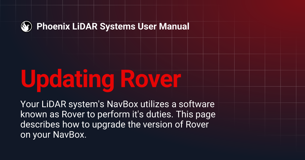 Updating Rover | Phoenix LiDAR Systems User Manual